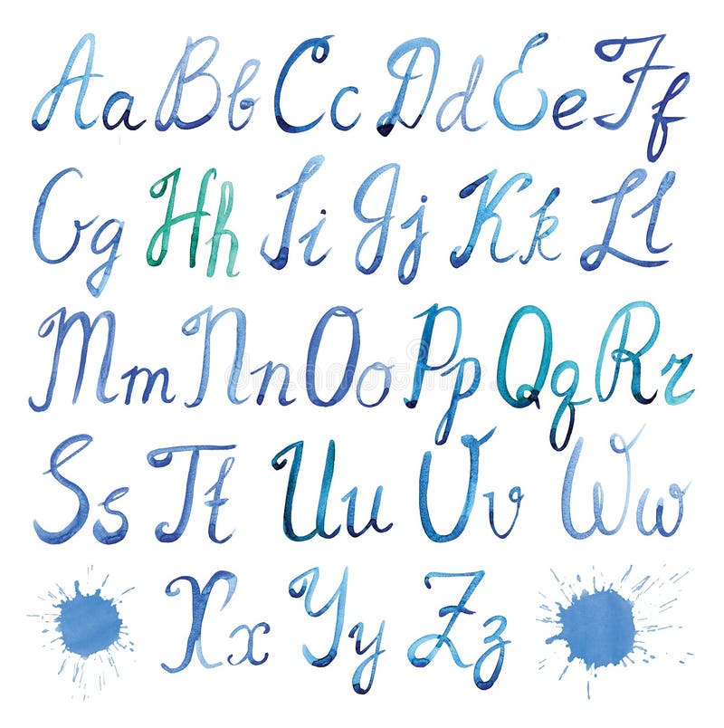 Alphabet Latin à L'aquarelle Illustration Stock - Illustration du ...
