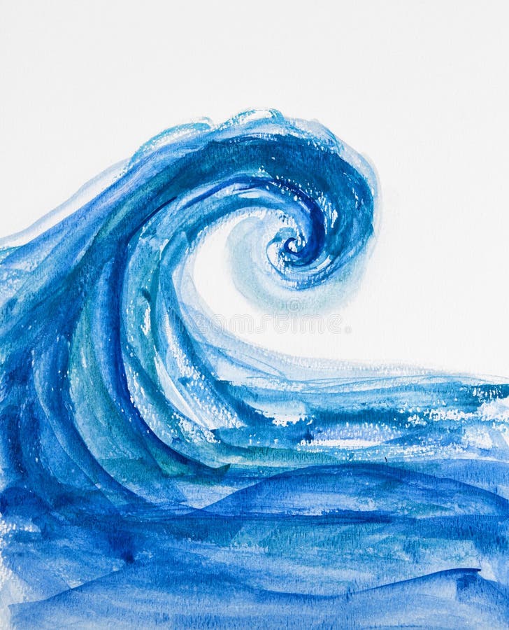 Aquarelle d'une vague illustration stock. Illustration du illustration ...