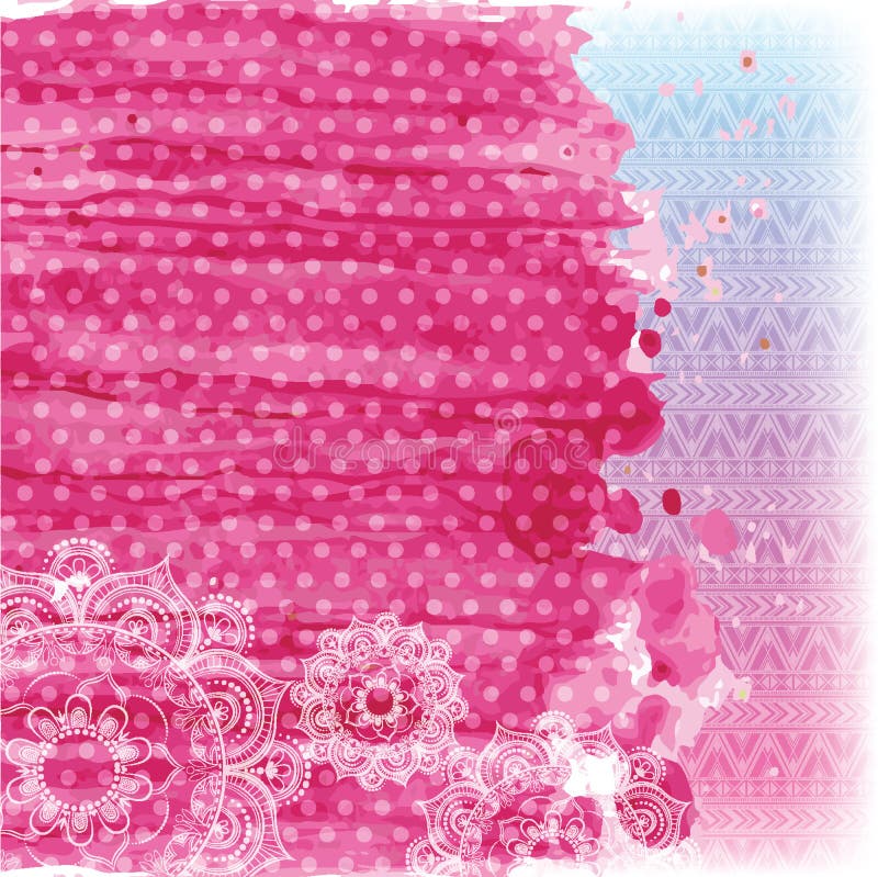 Aquarelle Et Modèles Dans Des Tons Roses Illustration de Vecteur ...