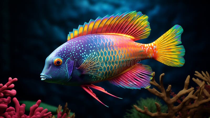 Aquarium Coral Reefs Colored Fish Underwater World 3D _006 Stock ...