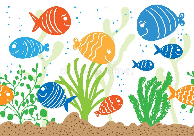 Aquarium Doodle Seamless Pattern. Stock Illustration - Illustration of ...