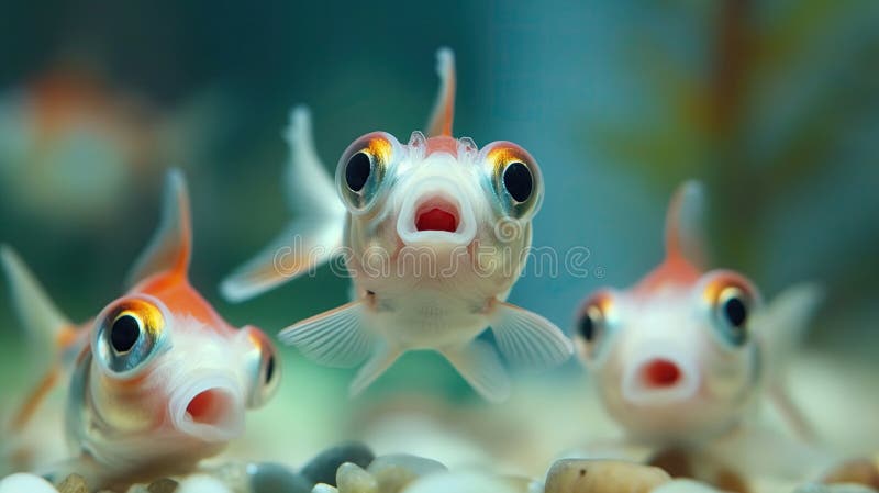 Aquarium Fish with Bulging Eyes Looking at Its Owner Stock Photo ...