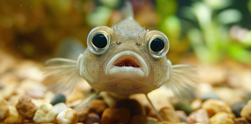 Aquarium Fish with Bulging Eyes Looking at Its Owner Stock Photo ...