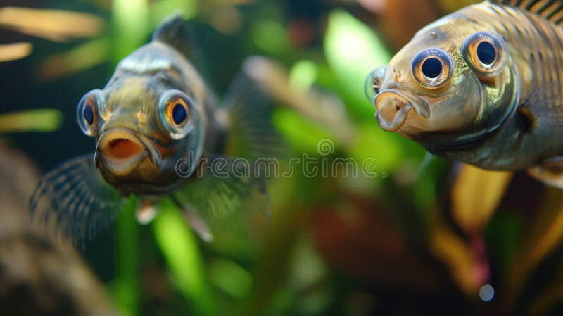 Aquarium Fish with Bulging Eyes Looking at Its Owner Stock Photo ...
