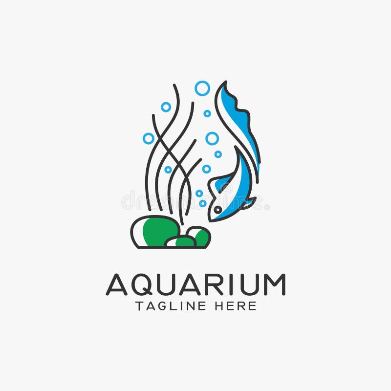 Aquarium and Fish Logo Design Stock Vector - Illustration of green ...