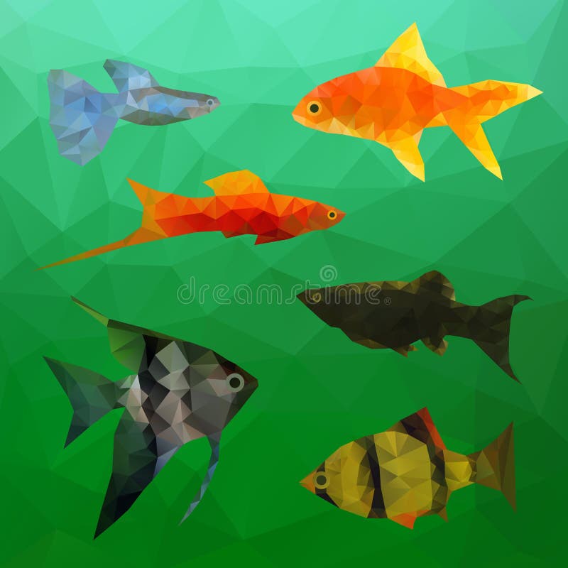 Aquarium Fish in Polygon Vector Style Stock Vector - Illustration of ...
