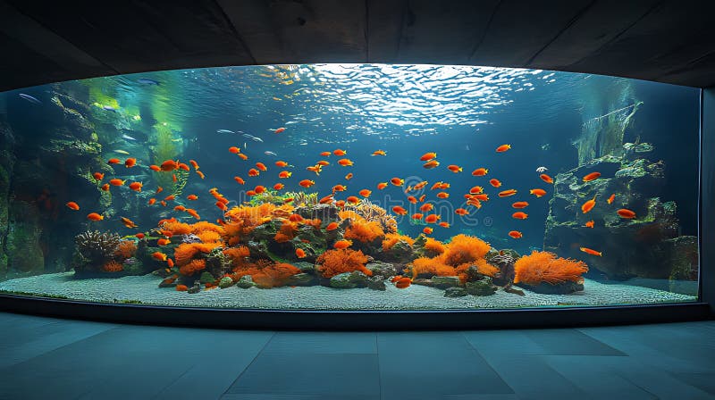 Aquarium Fish Shoal Coral Reef Display, Interior Stock Illustration ...