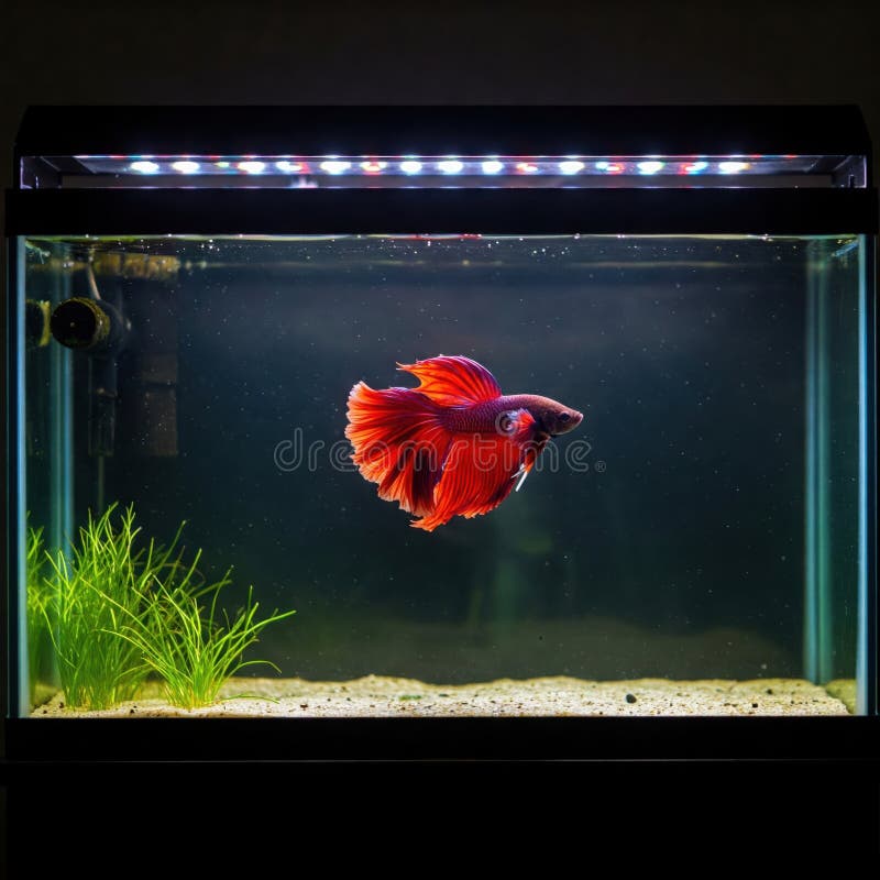 Aquarium Lighting Highlighting Betta’s Vibrant Hue Stock Illustration ...