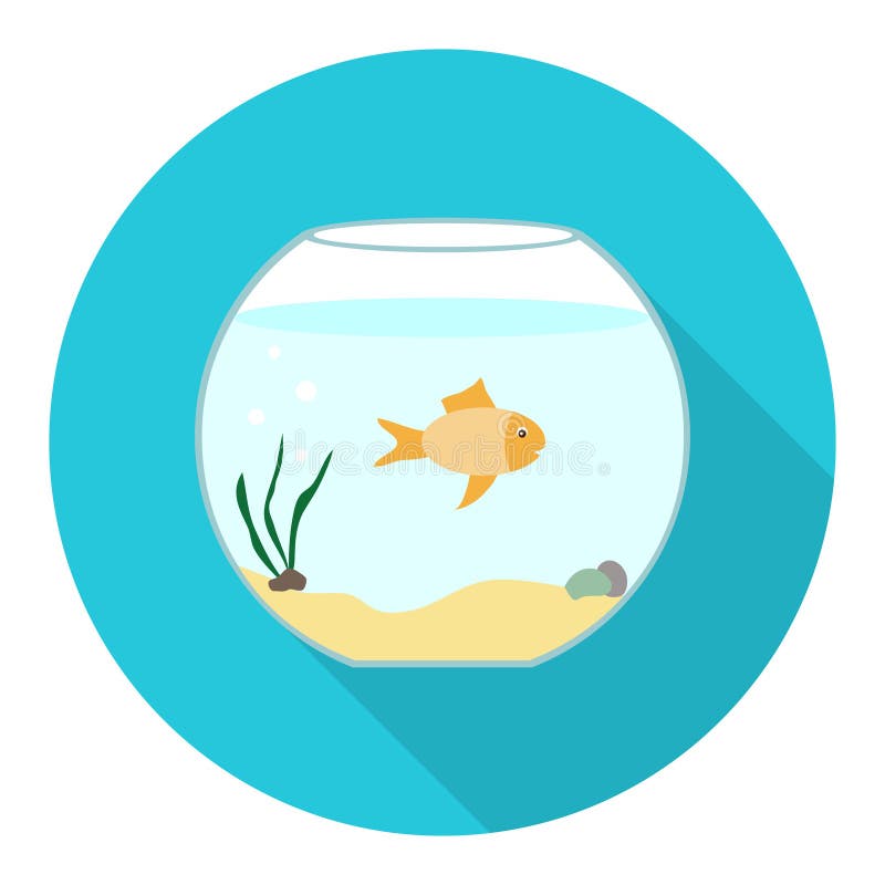 Aquarium, Round Aquarium with Fish on a Blue Background with Shadow ...