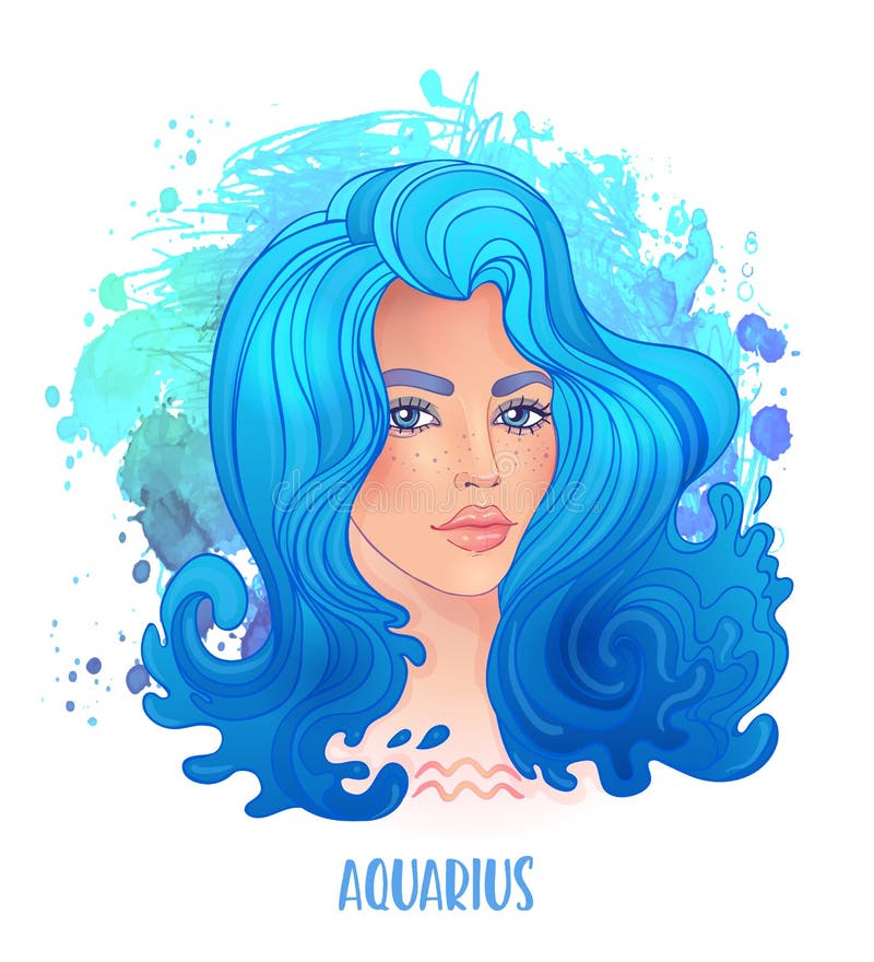 Aquarius Astrological Sign As A Beautiful Girl Stock Illustration