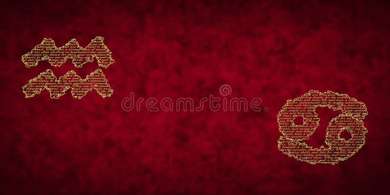 Aquarius and Cancer Compatibility Stock Illustration - Illustration of ...