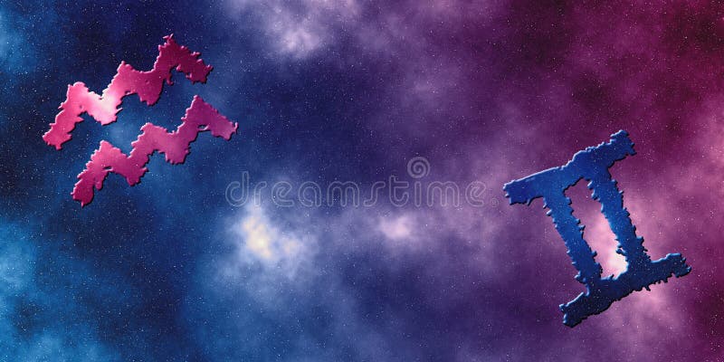 Aquarius and Gemini Compatibility Stock Illustration - Illustration of ...
