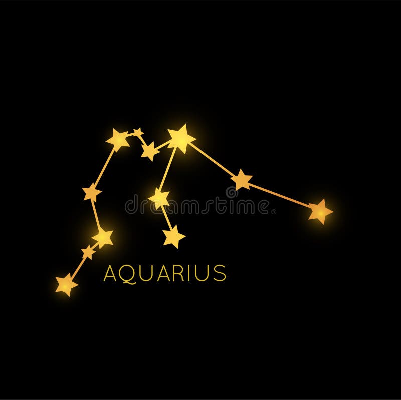 Aquarius Golden Zodiac Constellation Gold Stars Stock Vector