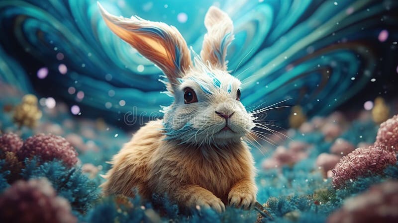 Aquarius the Rabbit Zodiac Sign Generative AI Stock Illustration ...