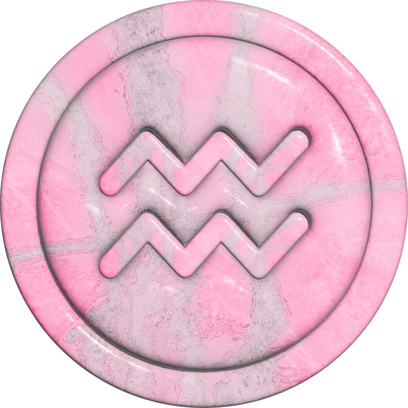 Aquarius. Three-dimensional Button in the Form of a Coin with a Zodiac ...