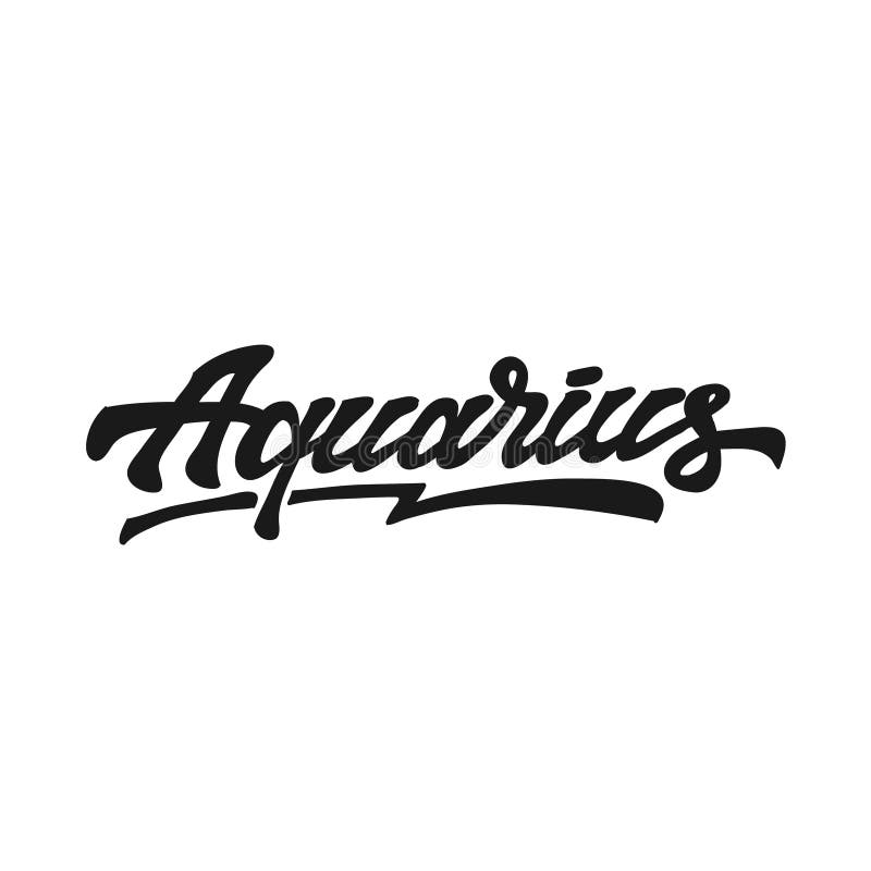 Aquarius Lettering Calligraphy Brush Text Horoscope Zodiac Sign Stock ...