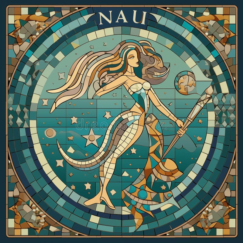 Aquarius Zodiac Sign Digital Design Stock Illustration - Illustration ...