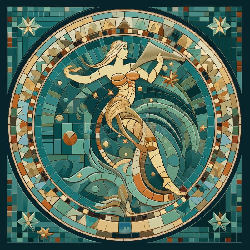 Aquarius Zodiac Sign Digital Design Stock Illustration - Illustration ...