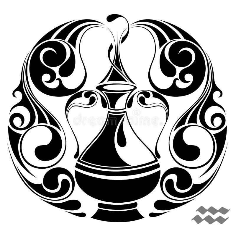 Aquarius Zodiac Vector Sign.Tattoo Design Stock Vector - Illustration ...