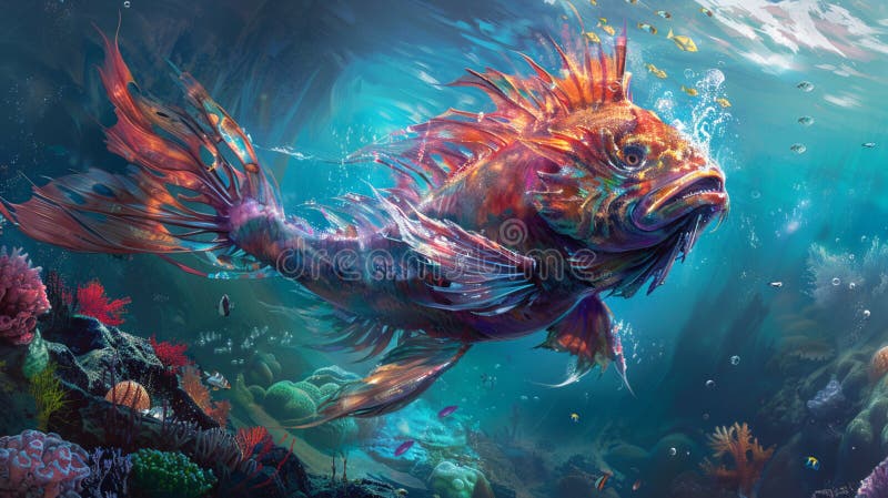 Aquatic Adventures, Colorful Creatures of the Ocean Depths. Generative ...