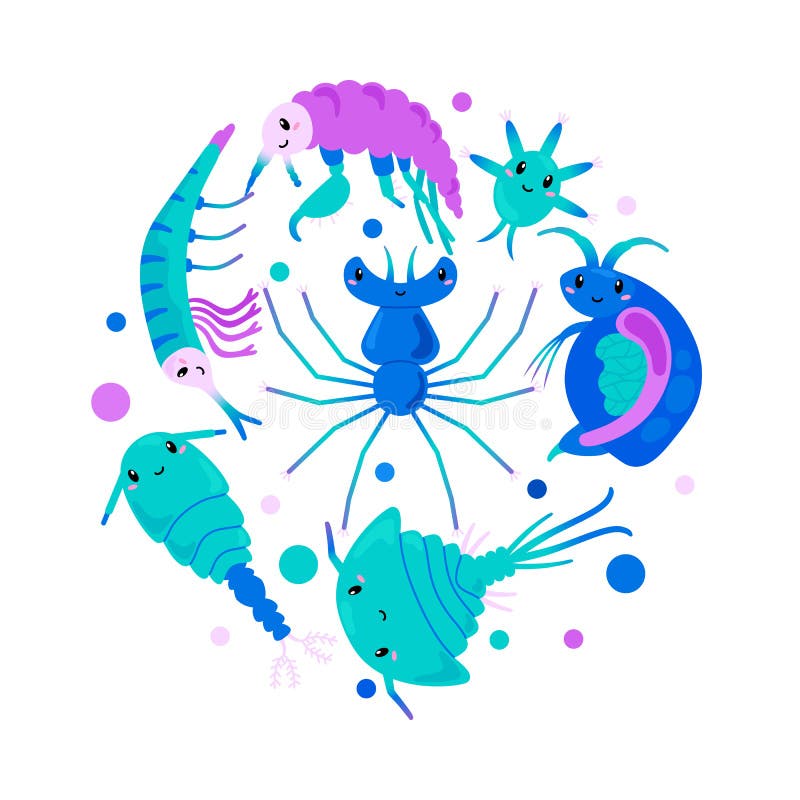 Plankton Underwater World Banner or Poster Design Flat Vector ...
