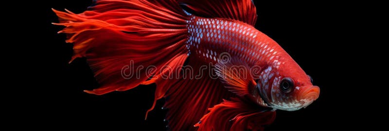 Aquatic Elegance - Stunning Detail of Betta Fish on Black Background ...