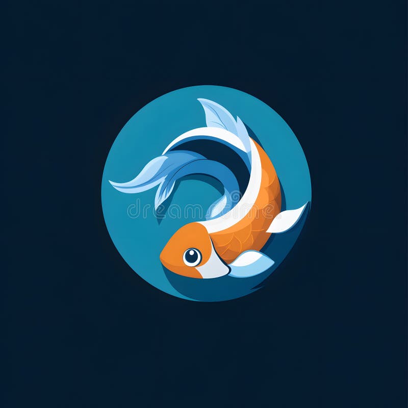 Blue Aquatic Goldfish Koi Fish Logo Symbol Stock Illustration ...