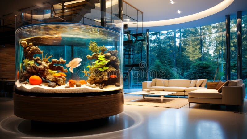 Aquatic Life at Home Modern Fish Tank Design Stock Illustration ...