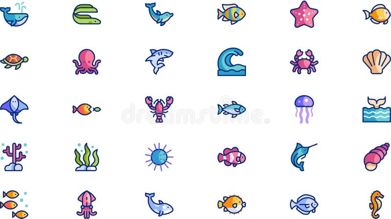 Aquatic Life Icon Pack High-Quality Vector Icons Collection with ...