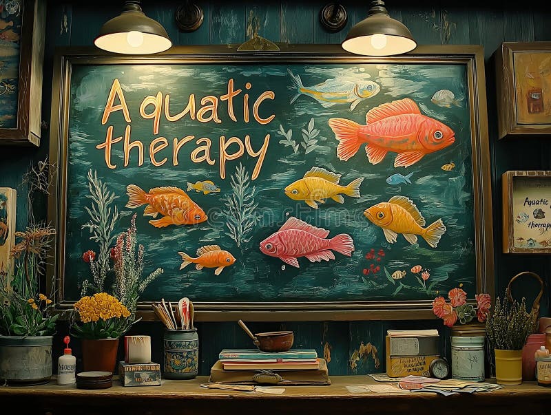 Aquatic Therapy Written on a Blackboard Stock Image - Image of ...