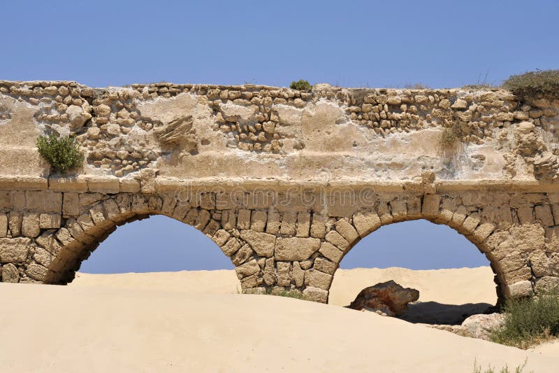 Aqueduct in Caesarea, Israel. Stock Image - Image of ancient, roman ...
