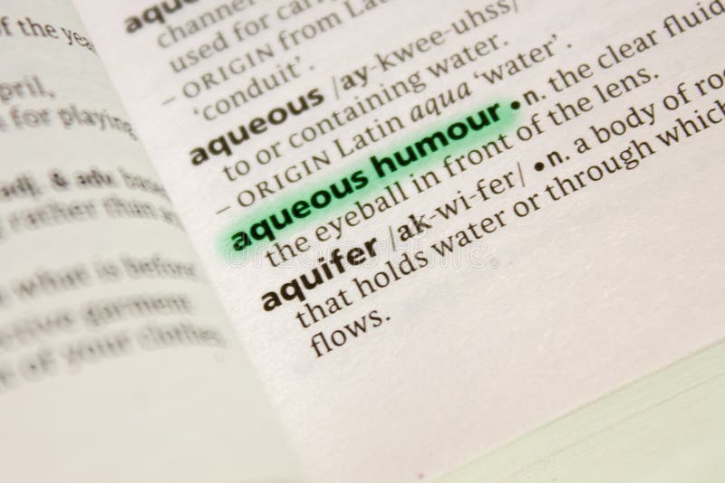 Aqueous Humour Word or Phrase in a Dictionary Stock Image - Image of ...