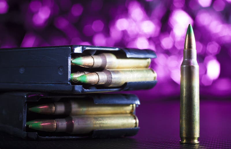 AR-15 shells and magazines stock photo. Image of shell - 104266860
