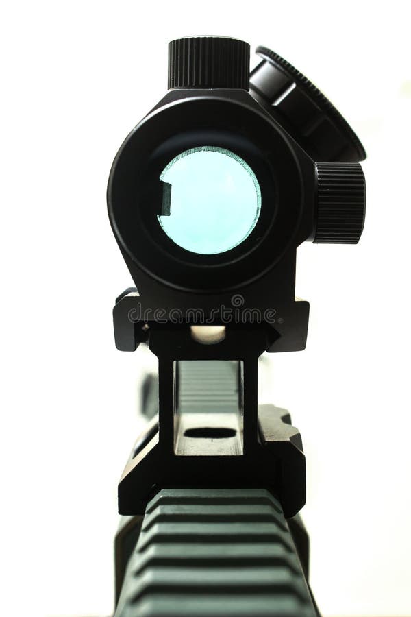 POV of Ar15 Sniper Automatic Assault Rifle Weapon with Aim Sight and ...