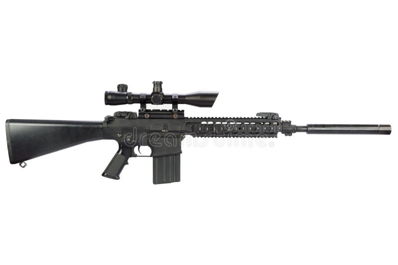 AR-15 Based Sniper Rifle With Silencer Stock Image - Image of shotgun ...