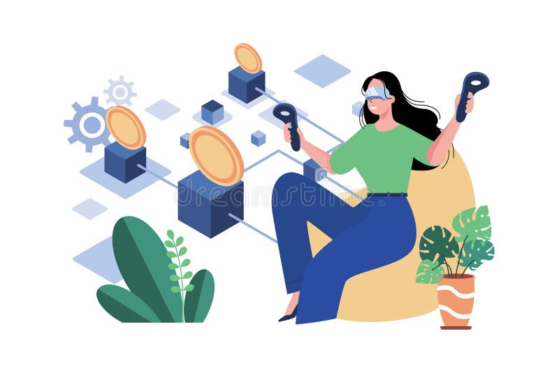 Blockchain Transaction Illustration Concept on White Background Stock ...