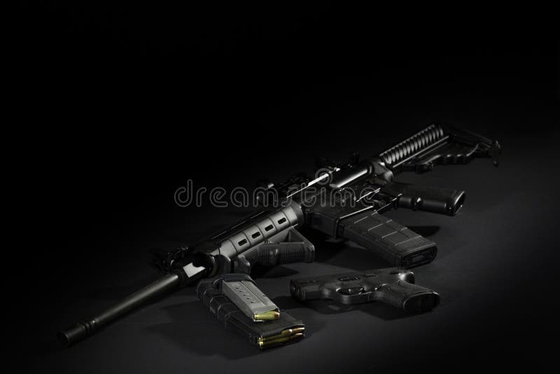 AR 15 with .40 Caliber Hand Gun Stock Photo - Image of protection ...
