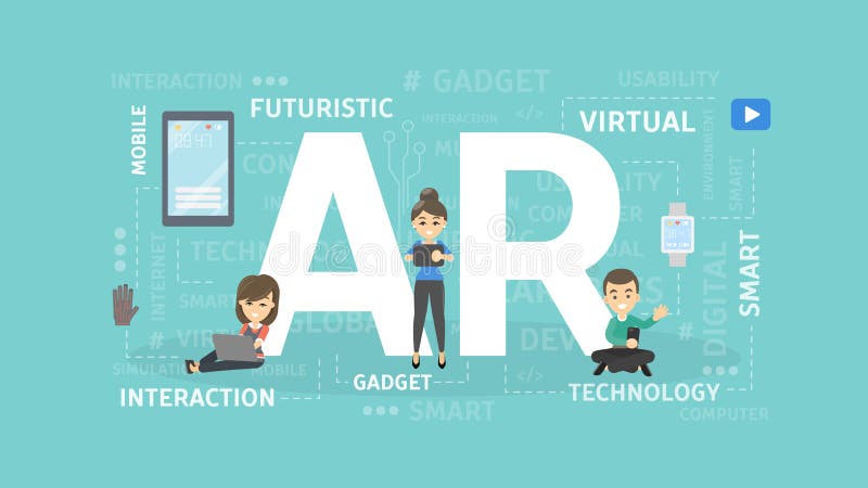 15 Icons in Flat Style of Augmented Reality Digital AR Technology ...