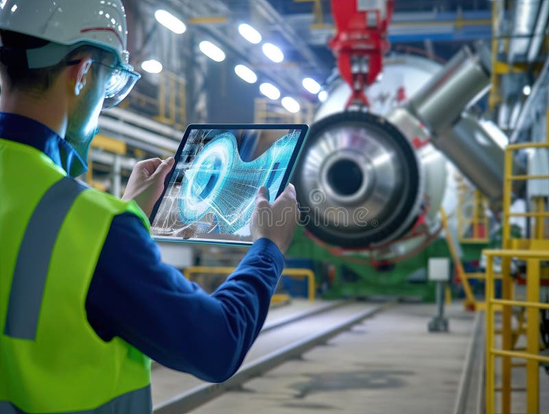 Industrial Engineer Uses Augmented Realistic Stock Illustration ...