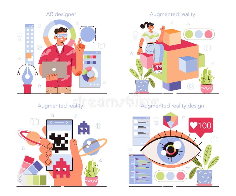 AR Designer Set. Augmented Reality Visual Development Stock Vector ...