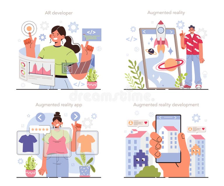 AR Developer Set. Augmented Reality Software Development Stock Vector ...