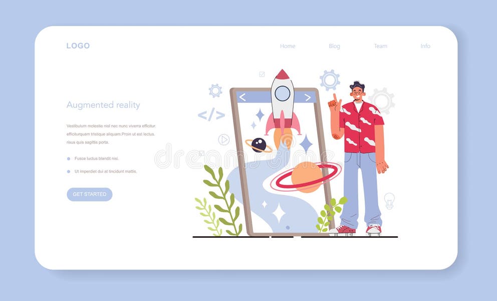 AR Developer Web Banner or Landing Page. Augmented Reality Software ...