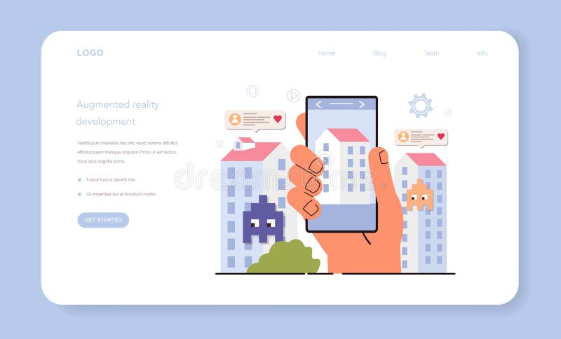 AR Developer Web Banner or Landing Page. Augmented Reality Software ...