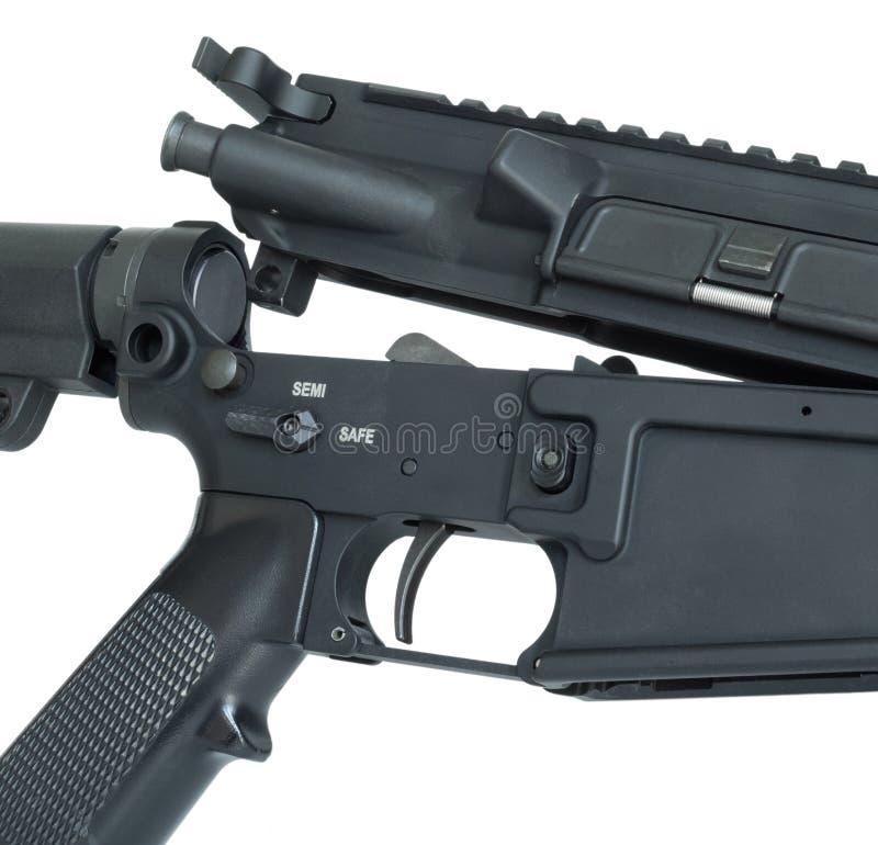 AR-15 Field Stripping Beginning with Receiver Separation Stock Photo ...