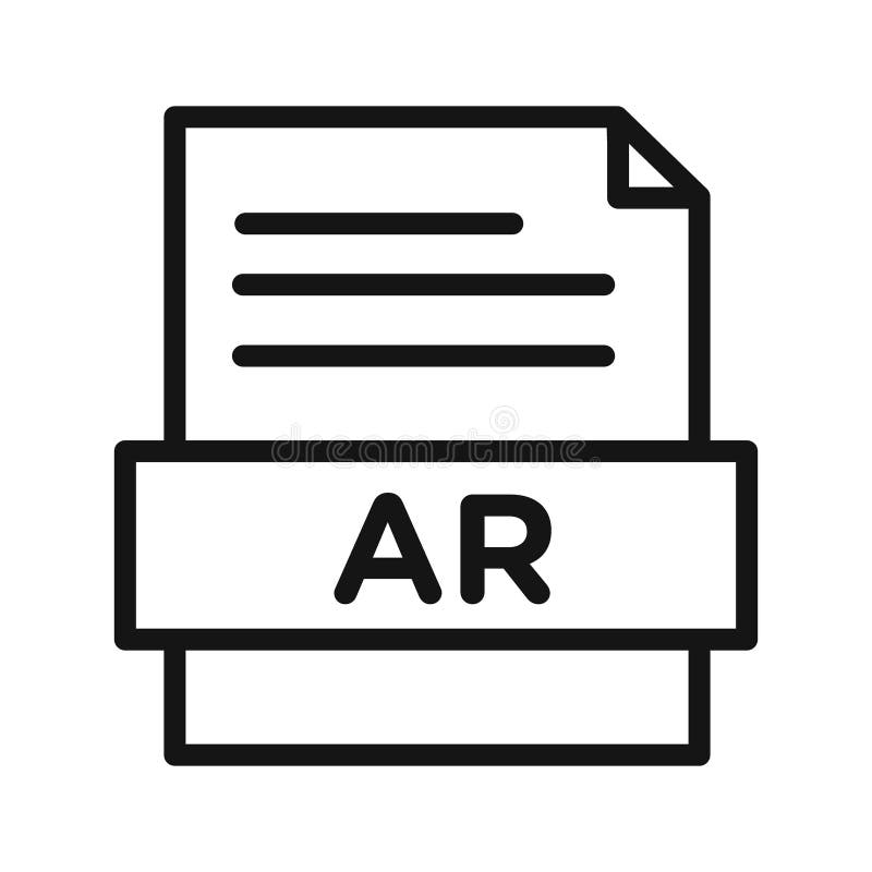 AR File Document Icon Black and White Vector Sign Stock Illustration ...