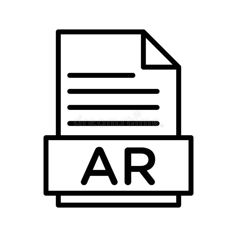 AR File Document Linear Logo Mark in Black and White Stock Vector ...