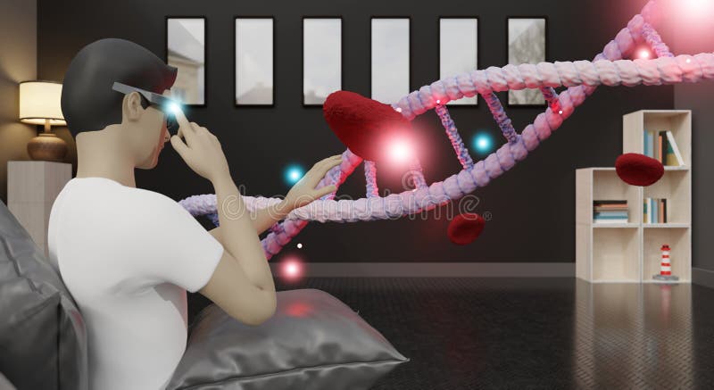 AR Glasses User Rendering Augmented Reality AR Glasses DNA Science VR ...