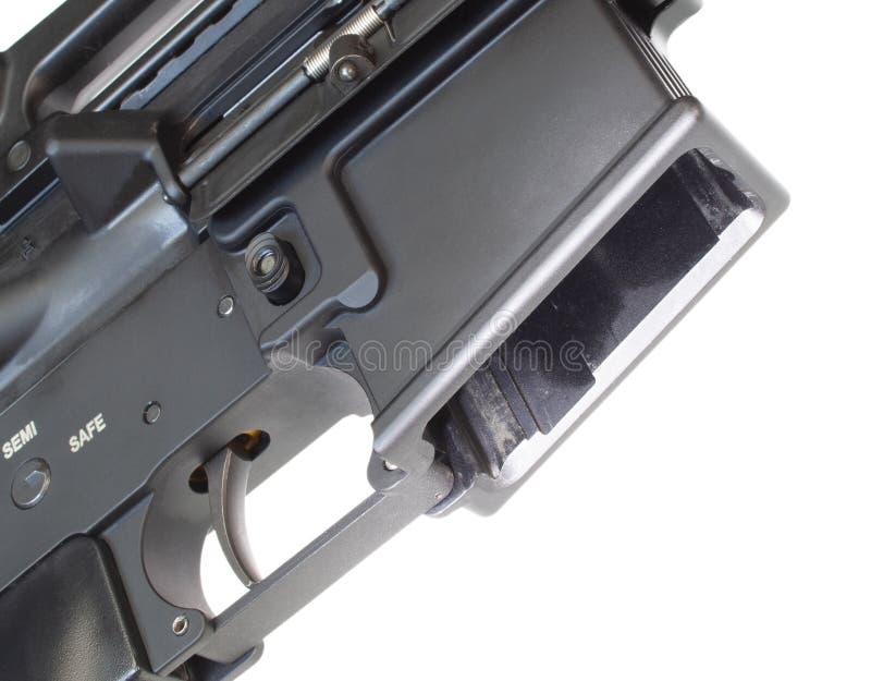 Empty AR-15 magazine well stock photo. Image of white - 194768494