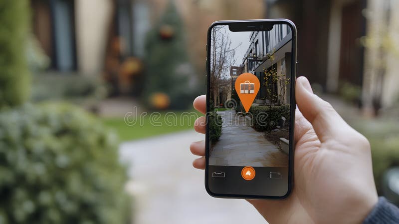 AR Interface on a Smartphone Screen Displaying Real-time Package ...