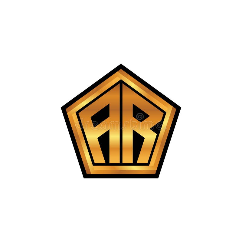 AR Logo Letter Geometric Golden Style Stock Vector - Illustration of ...
